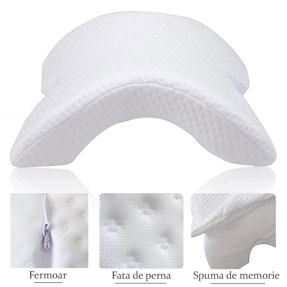 Perna Anatomica EDAR Terapeutica Cu Spuma de Memorie, Curbata, Alba, 35 ...