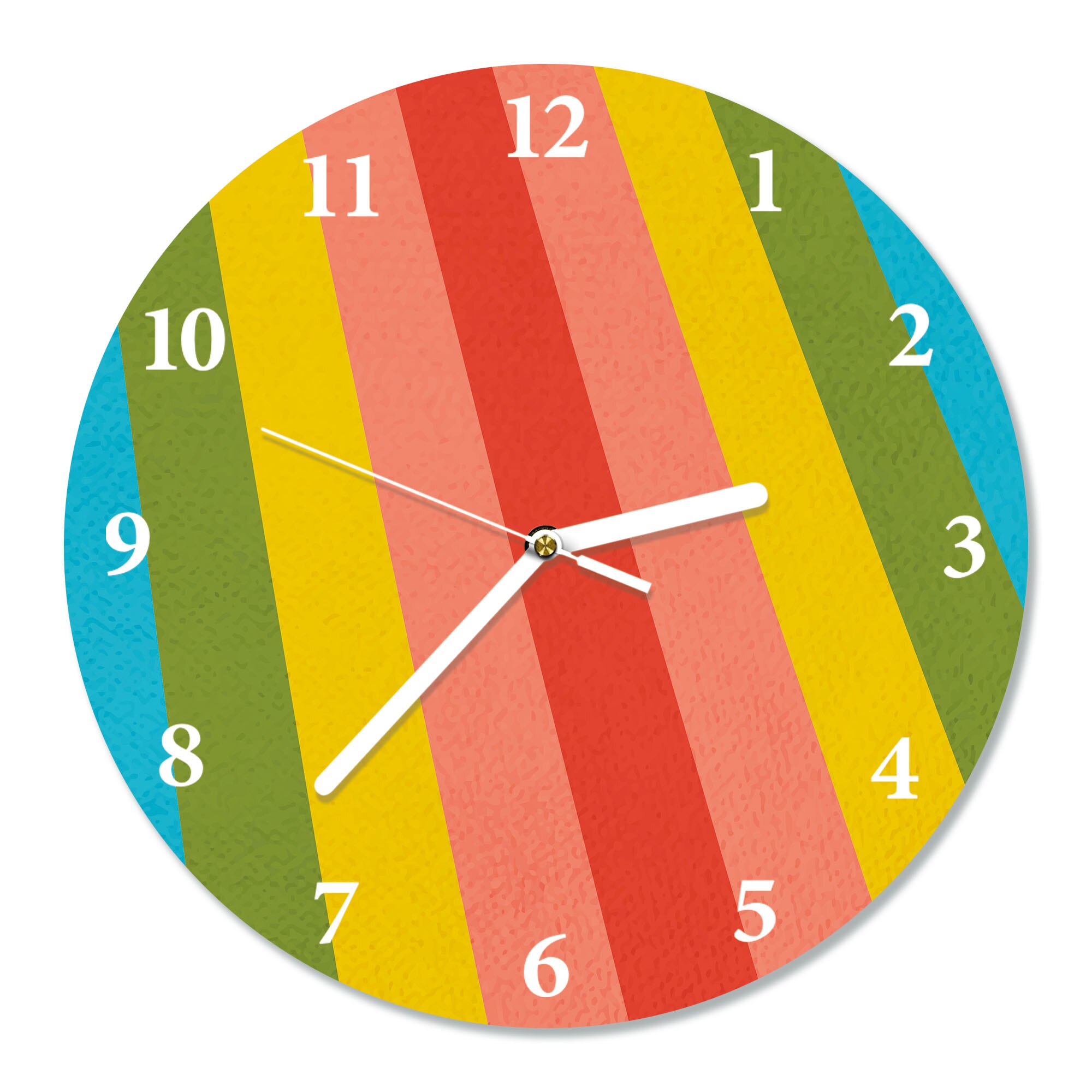 Ceas de perete silentios, Cosy Planet, Model linii colorate, PVC, 30 cm ...