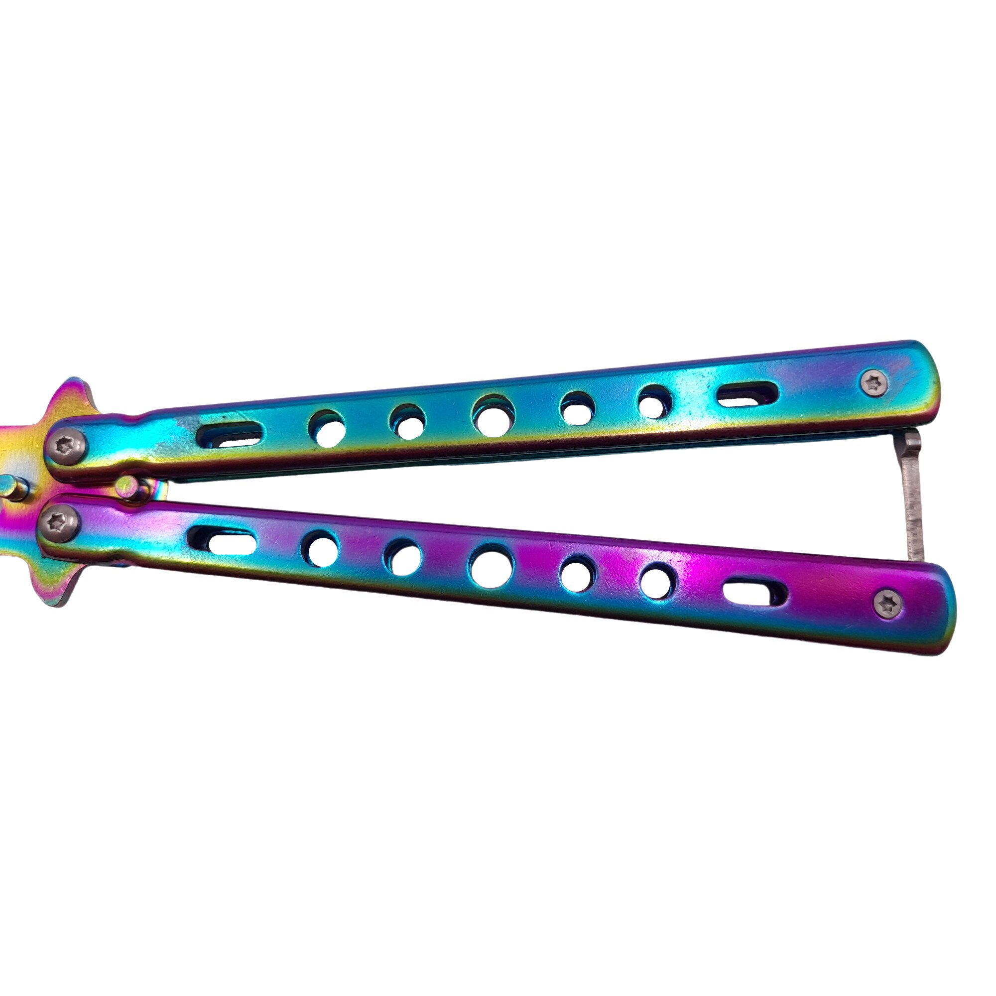 Briceag de antrenament IdeallStore®, model fluture, Rainbow Distortion, otel, 22.5 cm ...