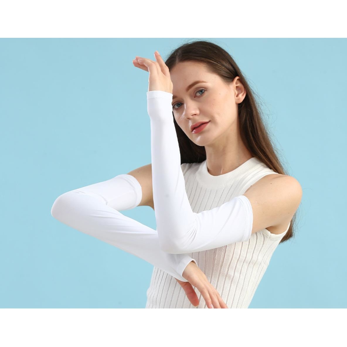 Set 4 maneci protectie UV, PARAFASA, Matase, 37 cm, Alb - eMAG.ro