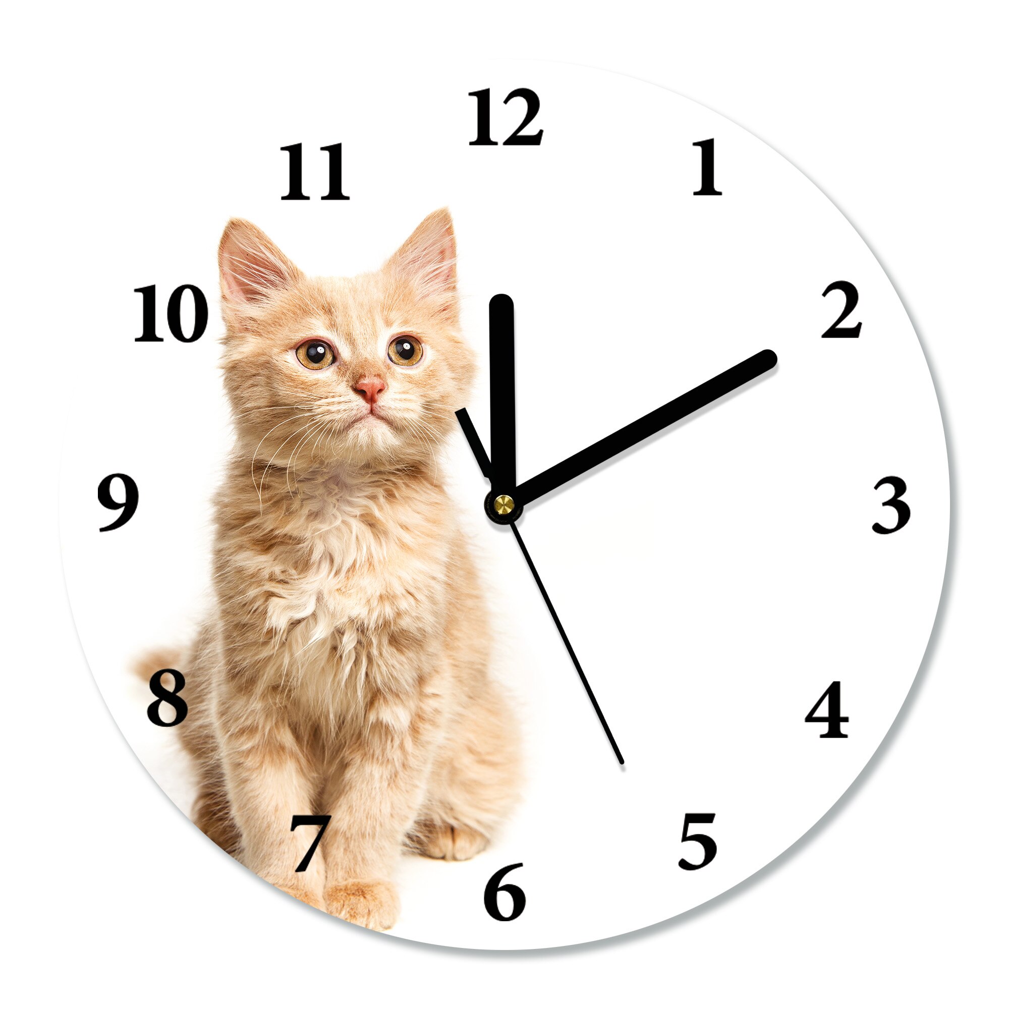 Ceas de perete silentios, Cosy Planet, Model pisicuta, PVC/Sticla, 30 ...