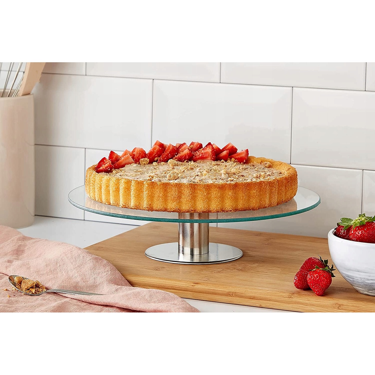Platou rotativ de tort din sticla, Diametru 30 cm - eMAG.ro