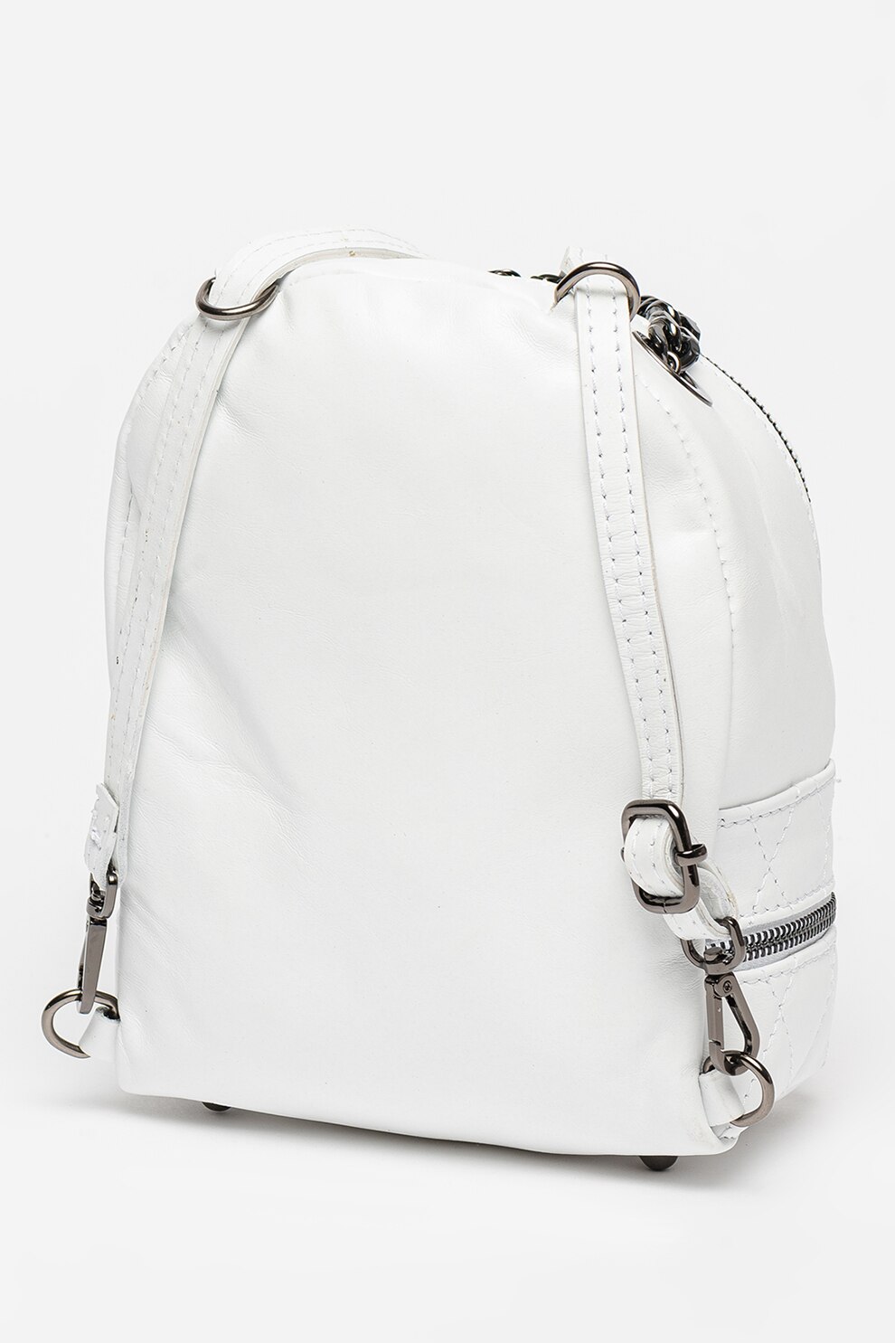 Antonia Moretti, Rucsac de piele cu aspect matlasat, Alb - eMAG.ro