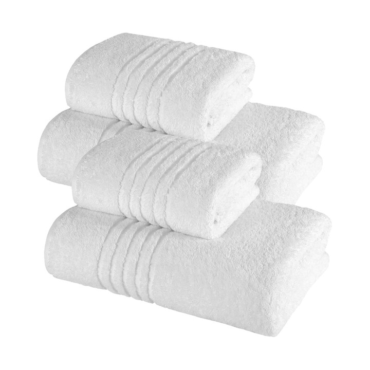 Set 4 Prosoape baie corp 70x140 cm si fata 50x90 cm Bumbac 100% Bordura ...