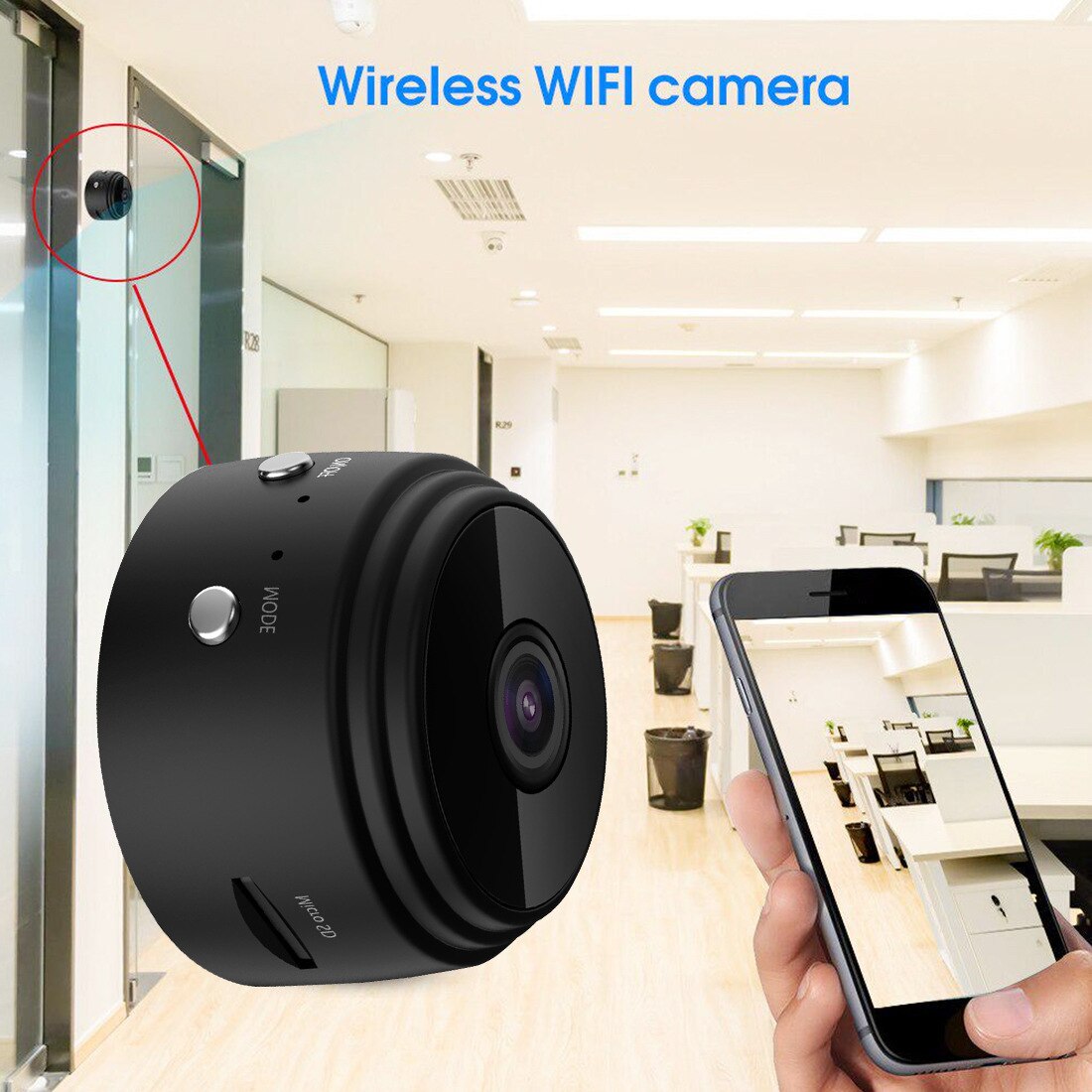 Camera HD inteligenta fara fir WiFi, Roffie, Negru - eMAG.ro