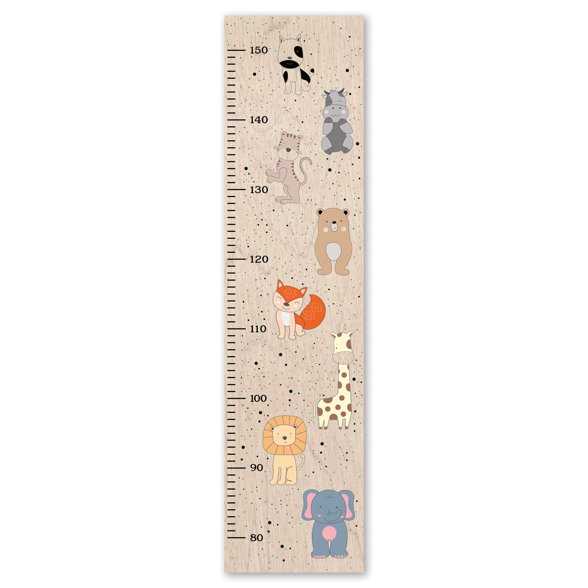 Metru masurare inaltime copii, Cosy Planet, Animale, Lemn/PVC, 80-150 ...