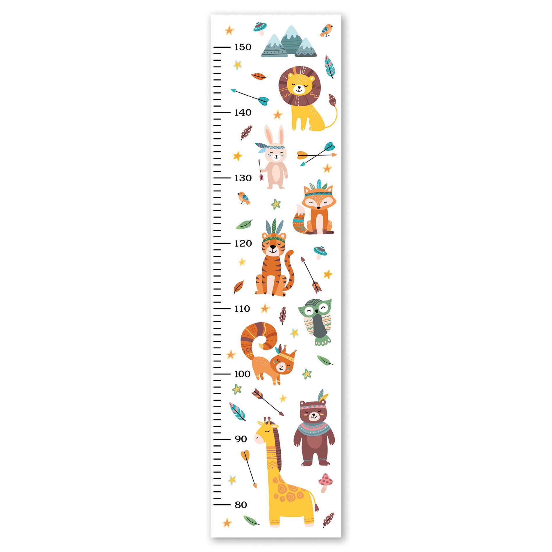 Metru masurare inaltime copii, Cosy Planet, Animale din savana, PVC, 80 ...