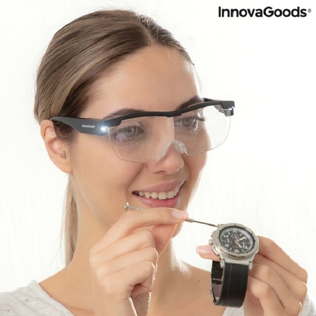 Ochelari de marire cu leduri, InnovaGoods Gadget Cool, marire 180%, din policarbonat - eMAG.ro