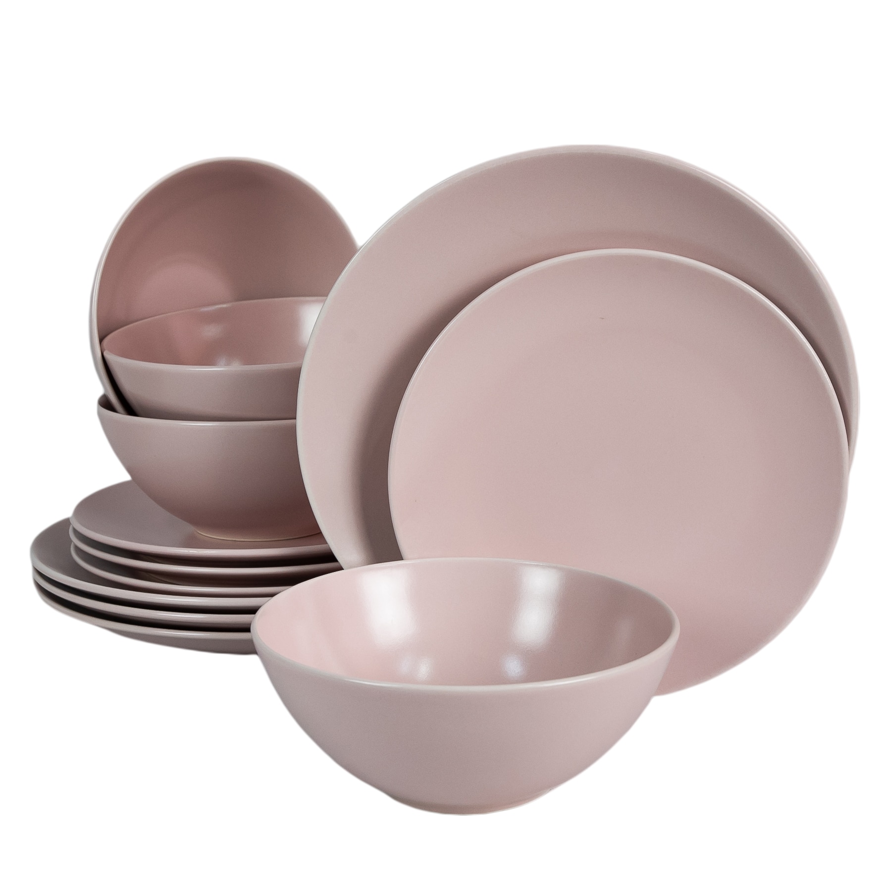 Set farfurii 12 piese, pentru 4 persoane, Milkshake, Cesiro, Roz ...