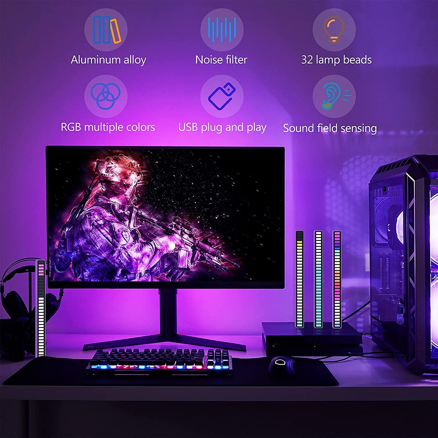 X AUTOHAUX Led lámpa, okos, ABS, RGB, zene funkció, fehér - eMAG.hu