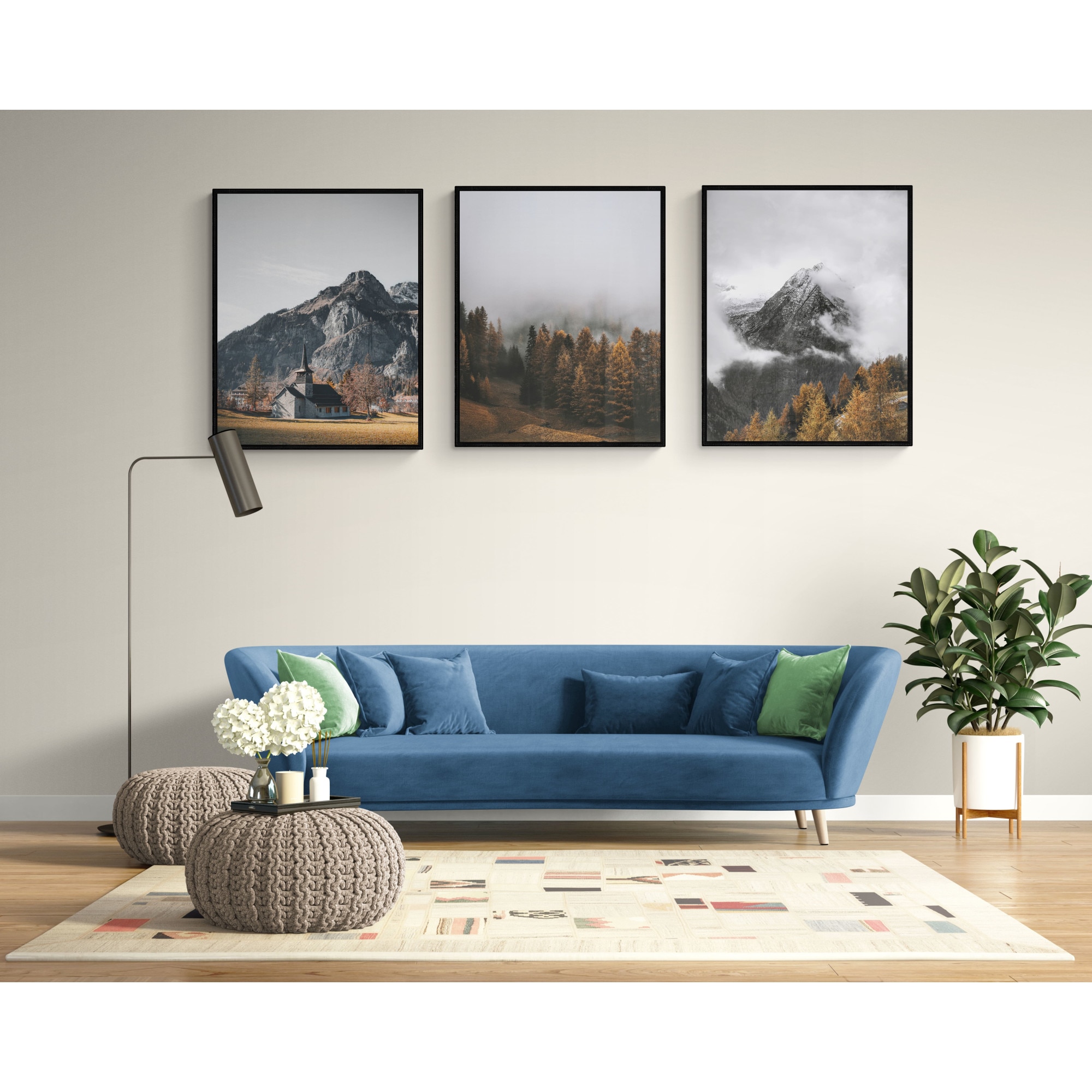 Set tablouri 3 Piese Munti, 50x70cm - eMAG.ro