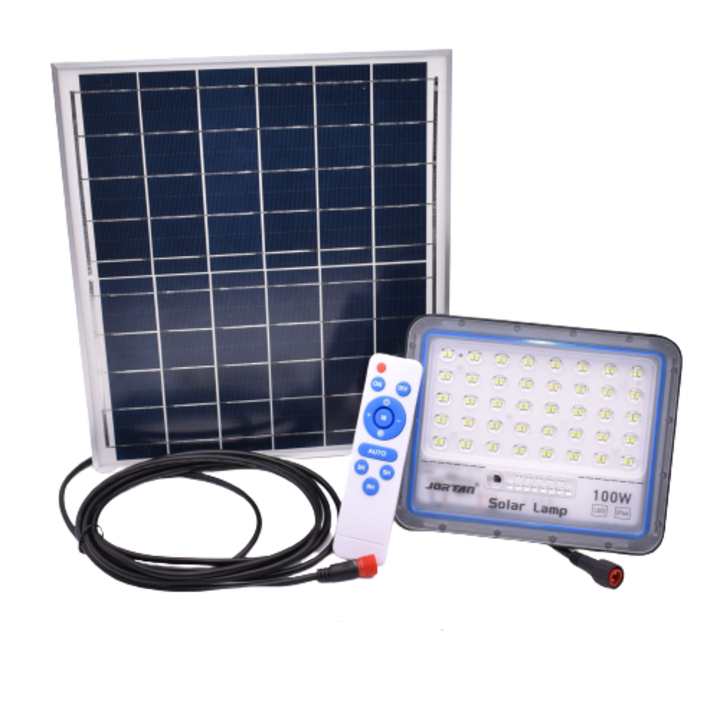 Proiector Solar, LED, Putere 100W, Lumina Alba, Cablu Lung, 80 LED-uri ...