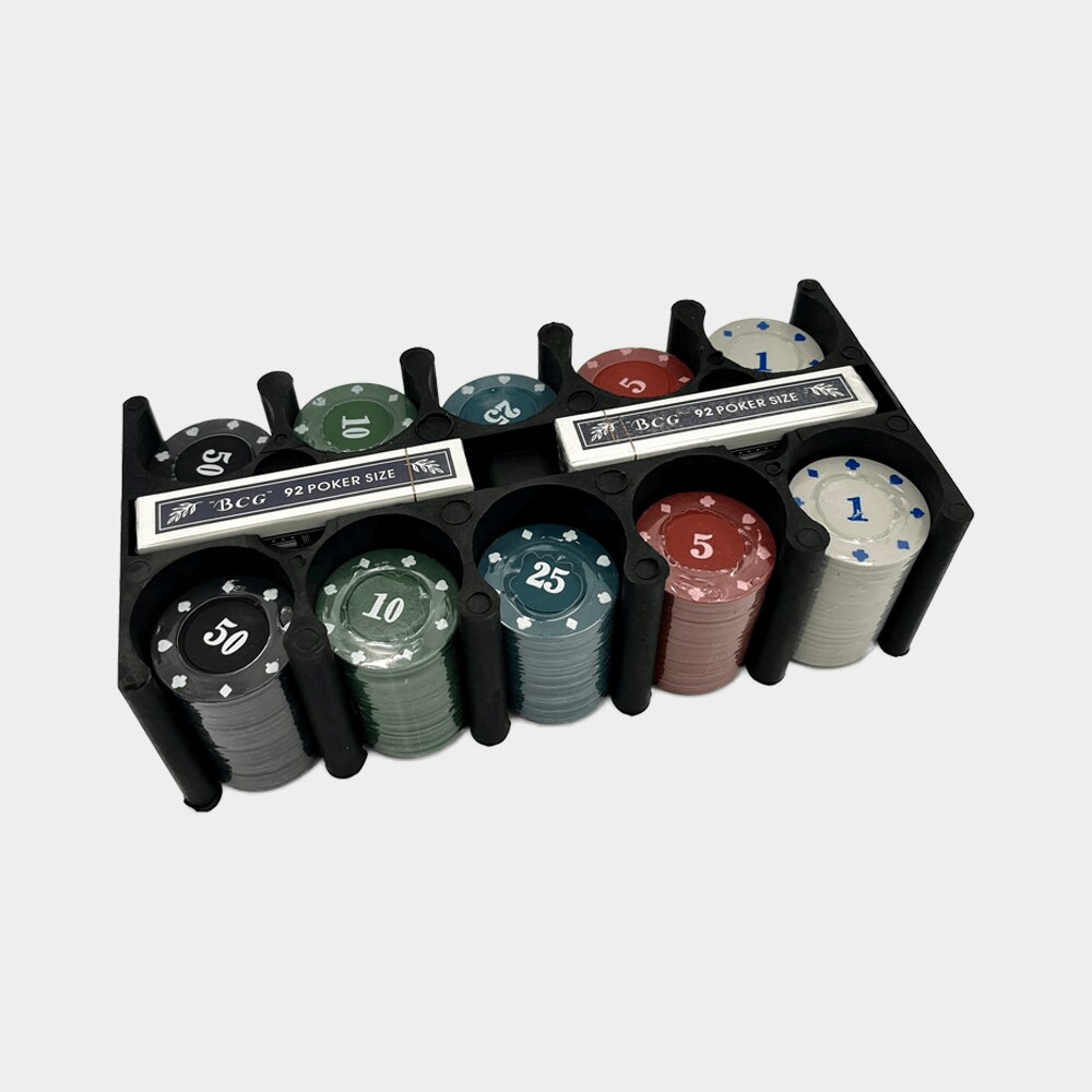 Set Poker Texas Hold’e 200 jetoane, 2 pachete carti, cutie metalica, 3 ...