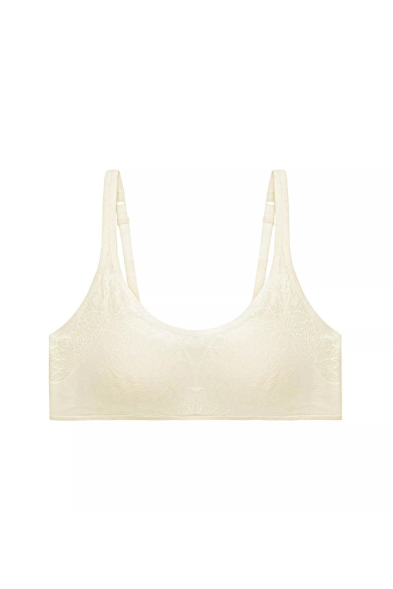 Sutien Triumph din dantela si jerseu, Fit Smart, Vanilie - eMAG.ro