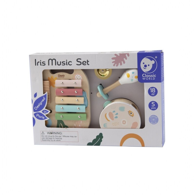 Set 5 Instrumente muzicale pentru copii, Classic World, Lemn, 18 luni+ ...