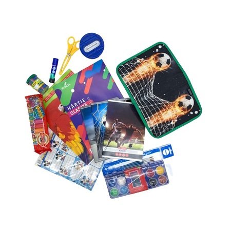 Set Penar Herlitz Echipat 34 piese, cu doua clape si Rechizite Clasa 0 ...