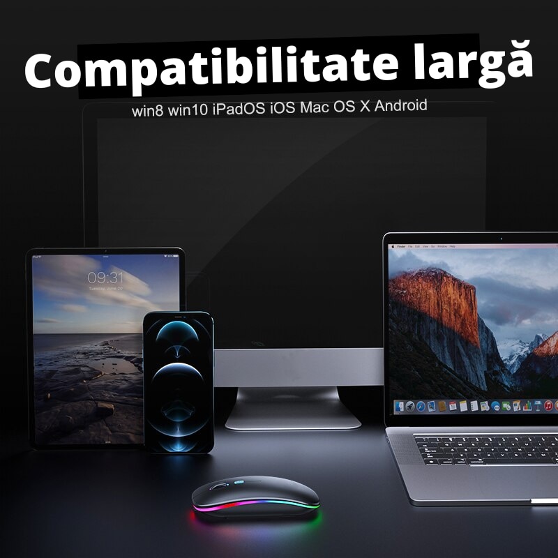 Mouse wireless fara fir ultra slim, Bolongking, Bluetooth, USB ...