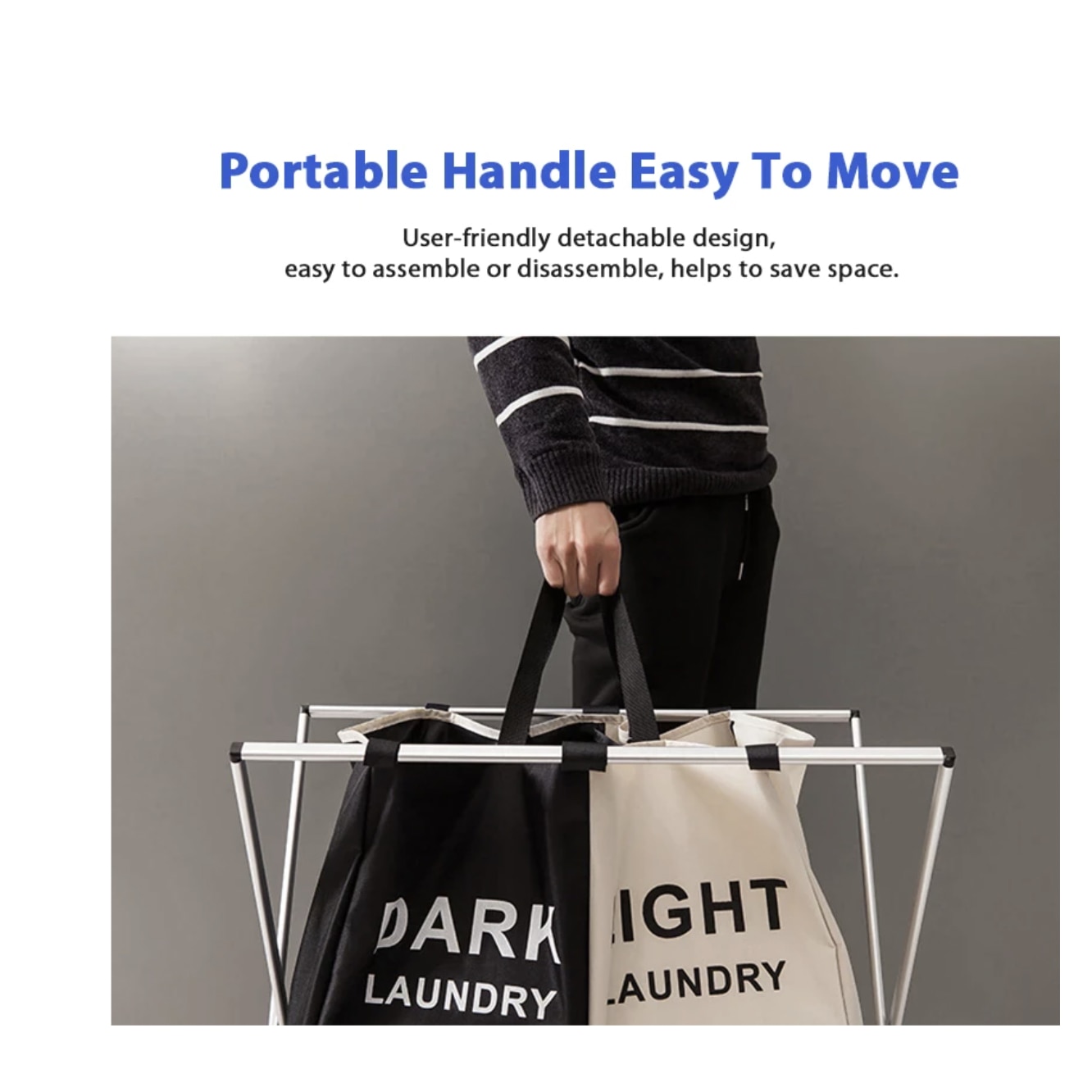 Cos pentru rufe cu 3 compartimente, Multicolor, 68 x 38 x 60 cm - eMAG.ro