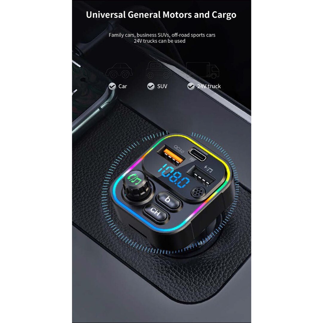 Modulator FM POKKO®EFEM, incarcare rapida Power Delivery, USB-C ...