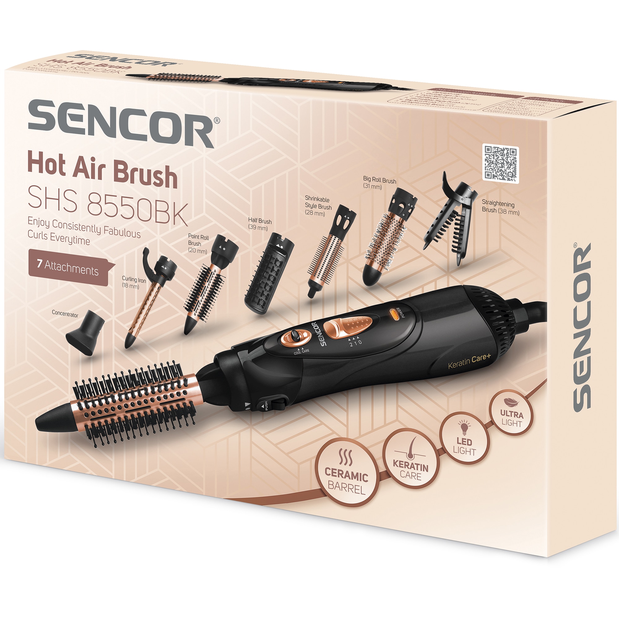 Sencor SHS 8550BK Forrólevegős hajformázó, 1000W, 2 hőmérséklet fokozat ...