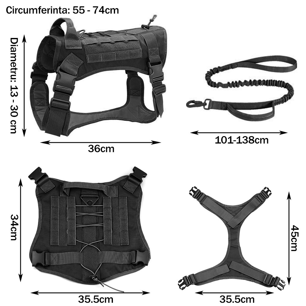 Ham tactic reglabil, Euateo, Nylon, 30-45 kg, L, Negru - eMAG.ro