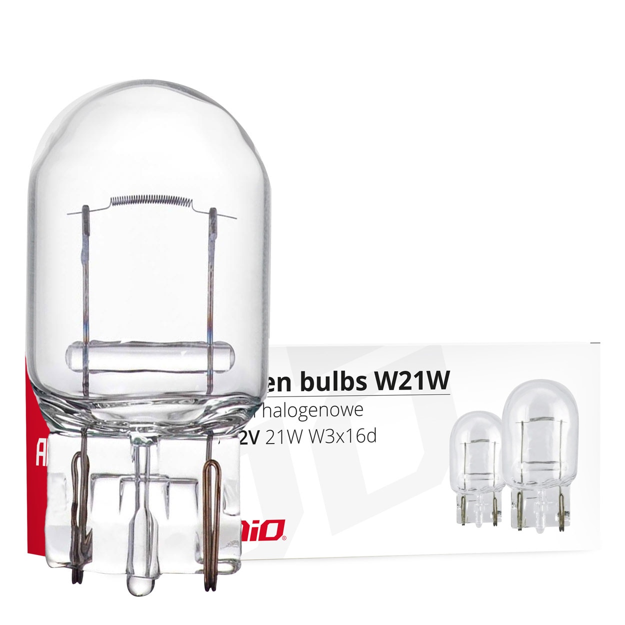 Set 10 becuri cu halogen Amio T20, W21W, W3x16d, 12V - eMAG.ro