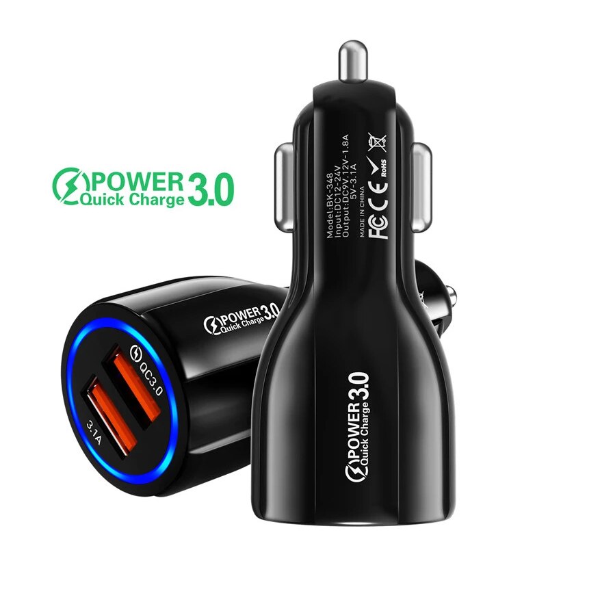 Incarcator auto C360, 2x USB Incarcare Rapida Fast Charge cu LED Blue ...