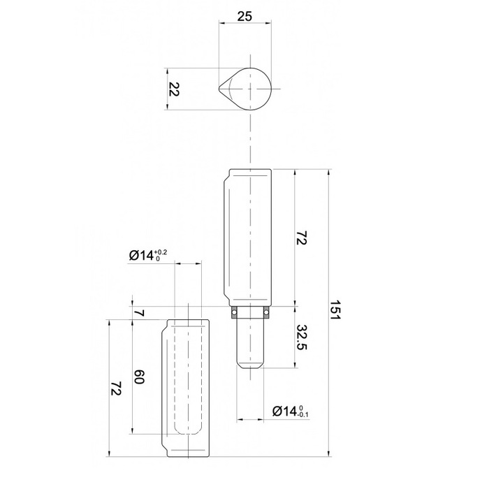 Balama, IBFM, Inox, Pentru usi metalice grele, 22 mm x 150 mm, Argintiu ...