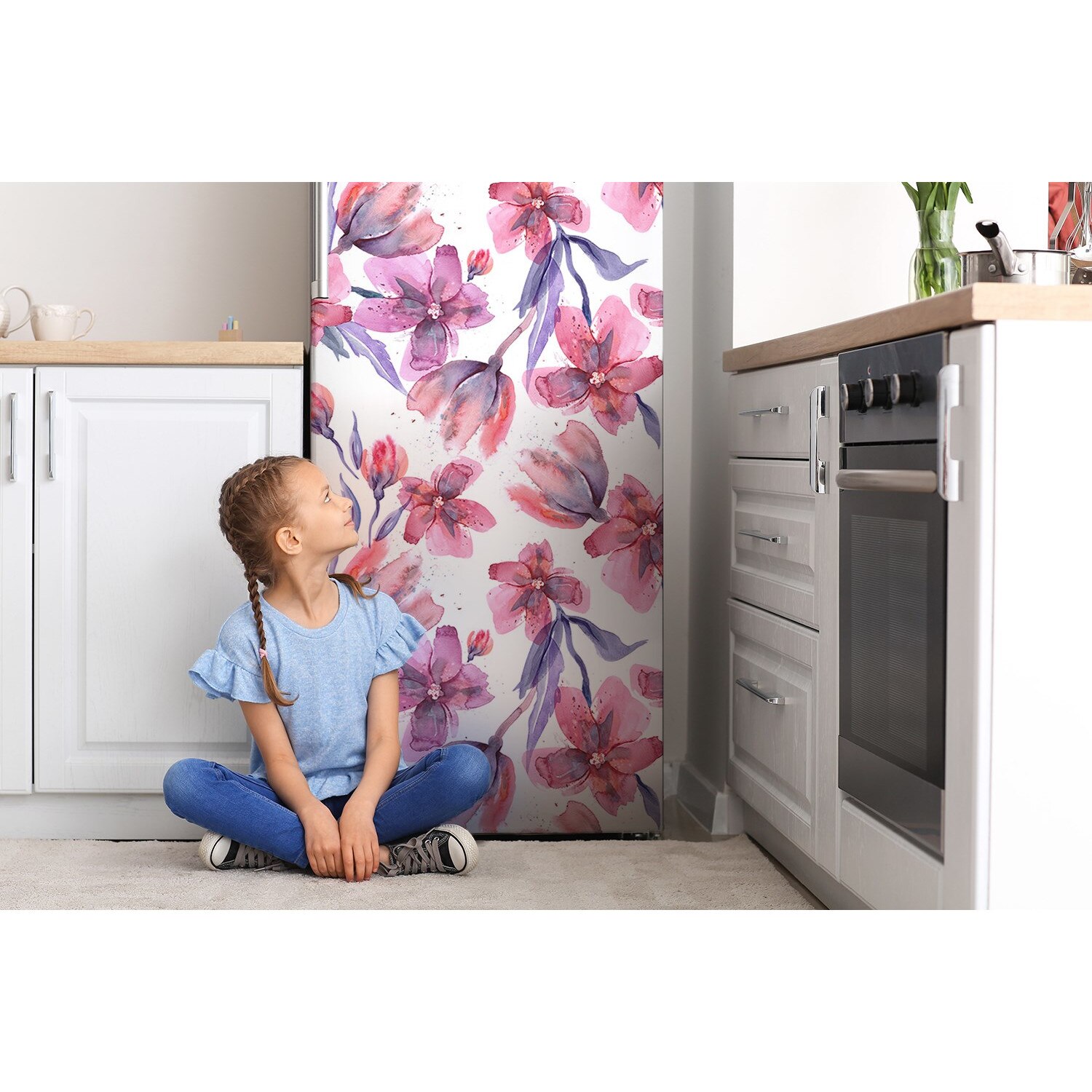 Magnet de frigider, flori pastelate, Roz, 60 cm x 180 cm - eMAG.ro