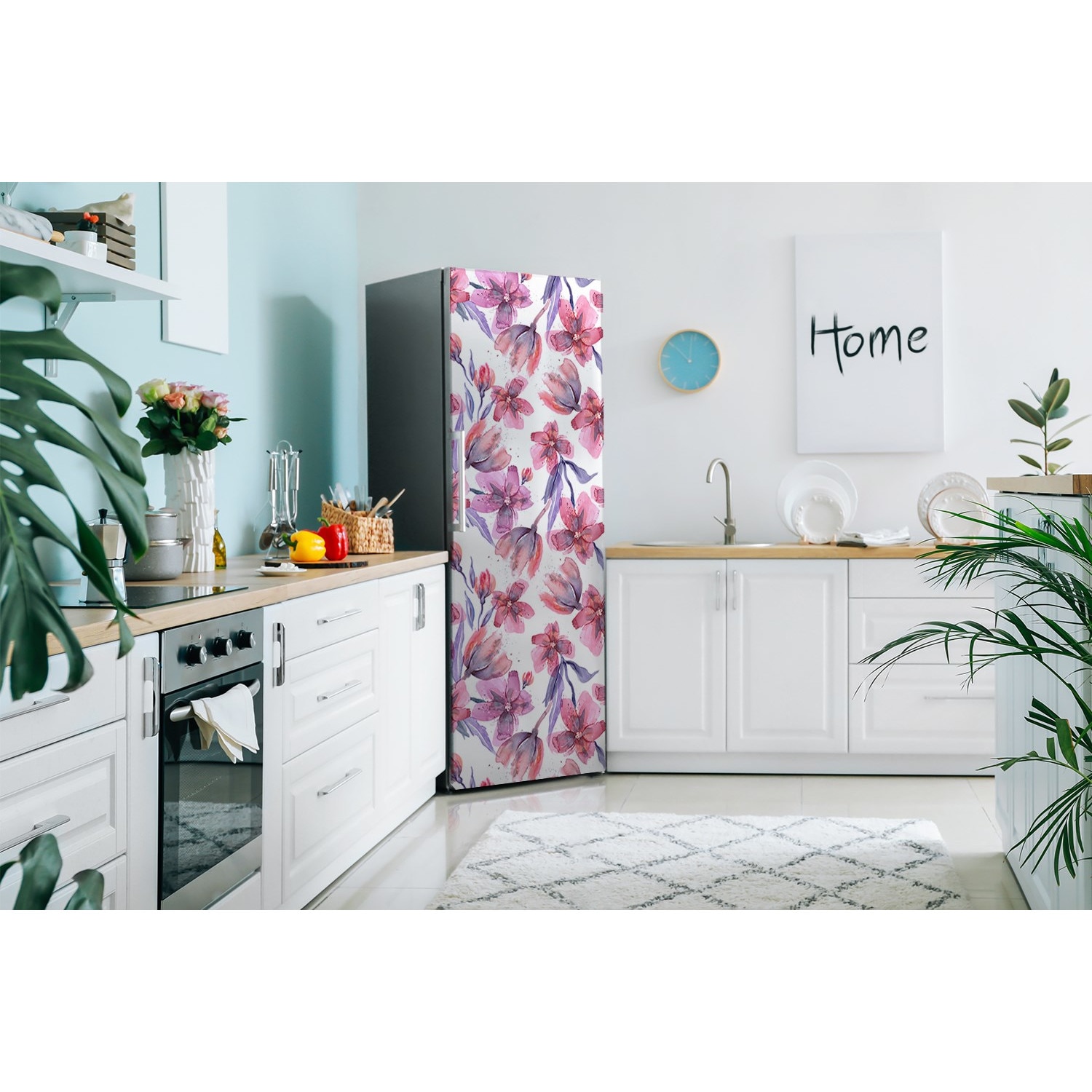 Magnet de frigider, flori pastelate, Roz, 60 cm x 180 cm - eMAG.ro
