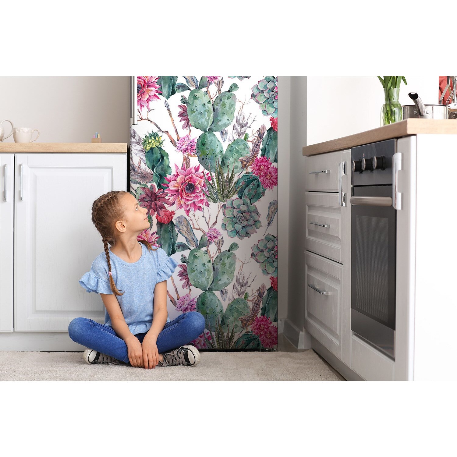 Magnet frigider decorativ, suculent, Roz, 60 cm x 180 cm - eMAG.ro