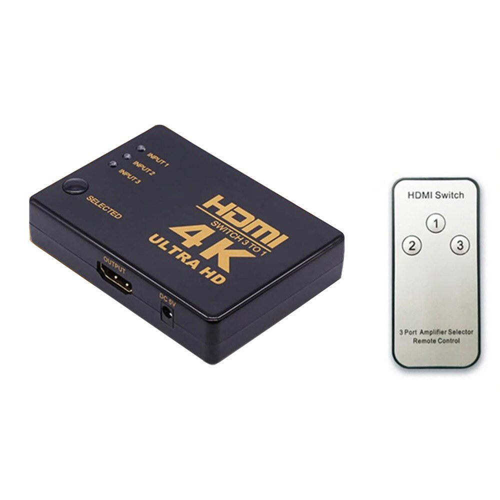 Spliter switch HDMI 4K, 3 x HDMI, Telecomanda, negru - eMAG.ro