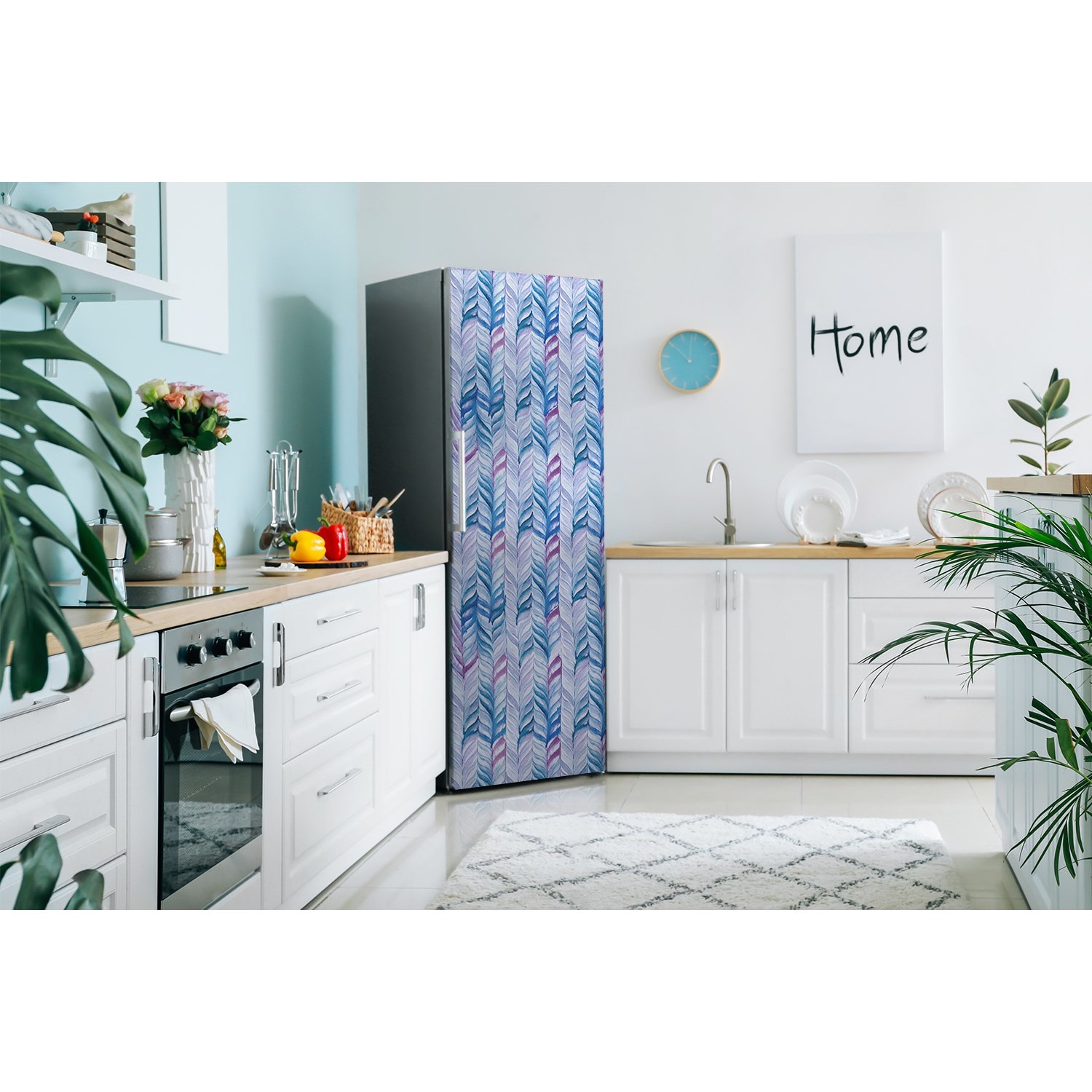 Magnet frigider decorativ, Model cu oase de peste, Albastru, 70 cm x ...