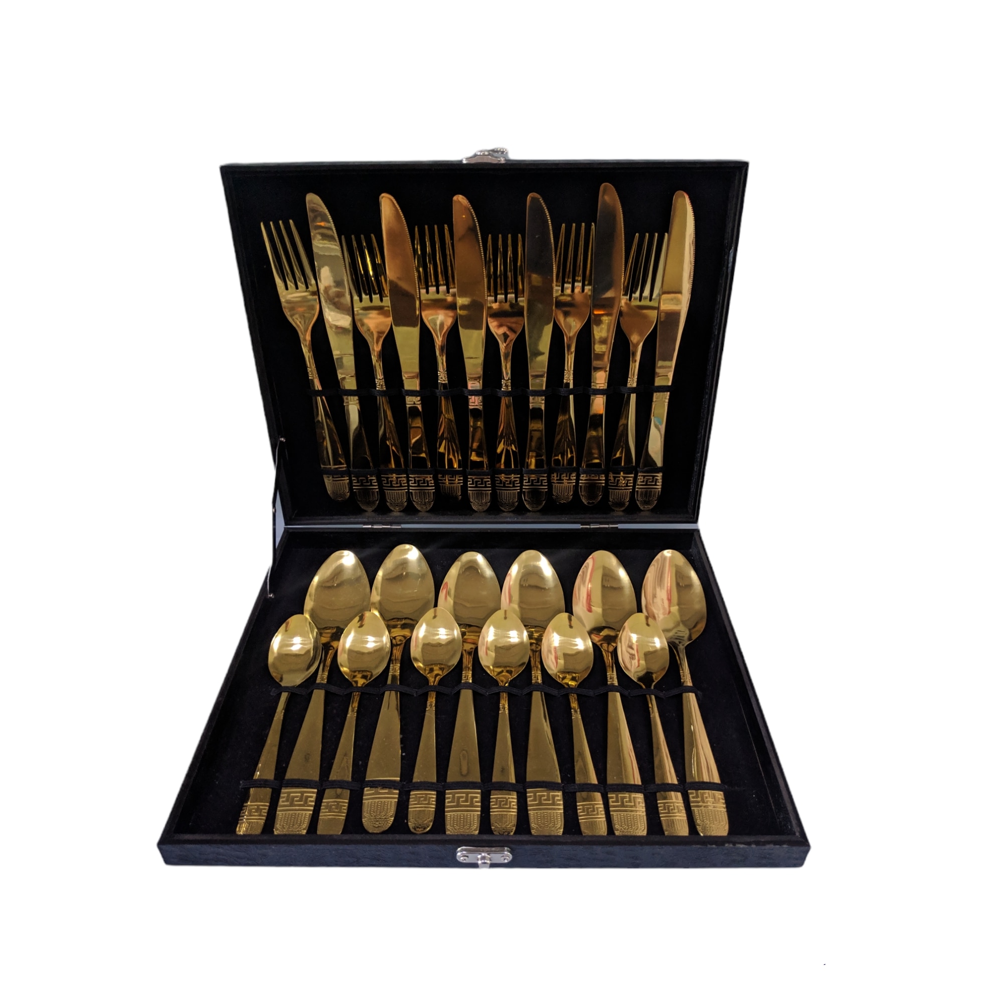 Set tacamuri, Gerdani BG, 24 bucati, Auriu / Negru - eMAG.ro