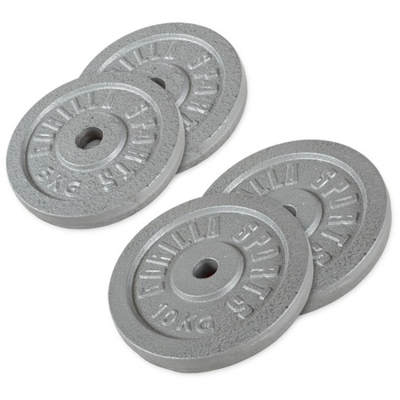 Set de Discuri din fonta, Gorilla Sports, 30 KG - 2 x 5 KG, 2 x 10 KG ...