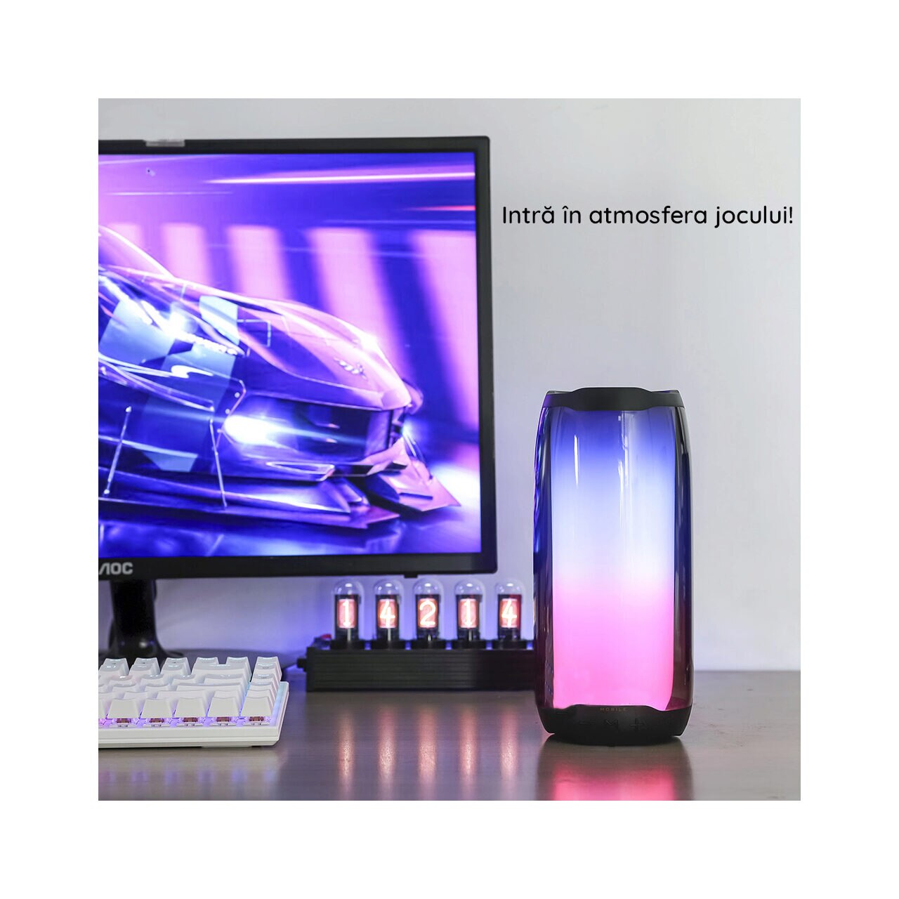 Boxa Portabila LED, Bluetooth 5.0, 10W - Hoco Pulsating (HC8) - Blue ...