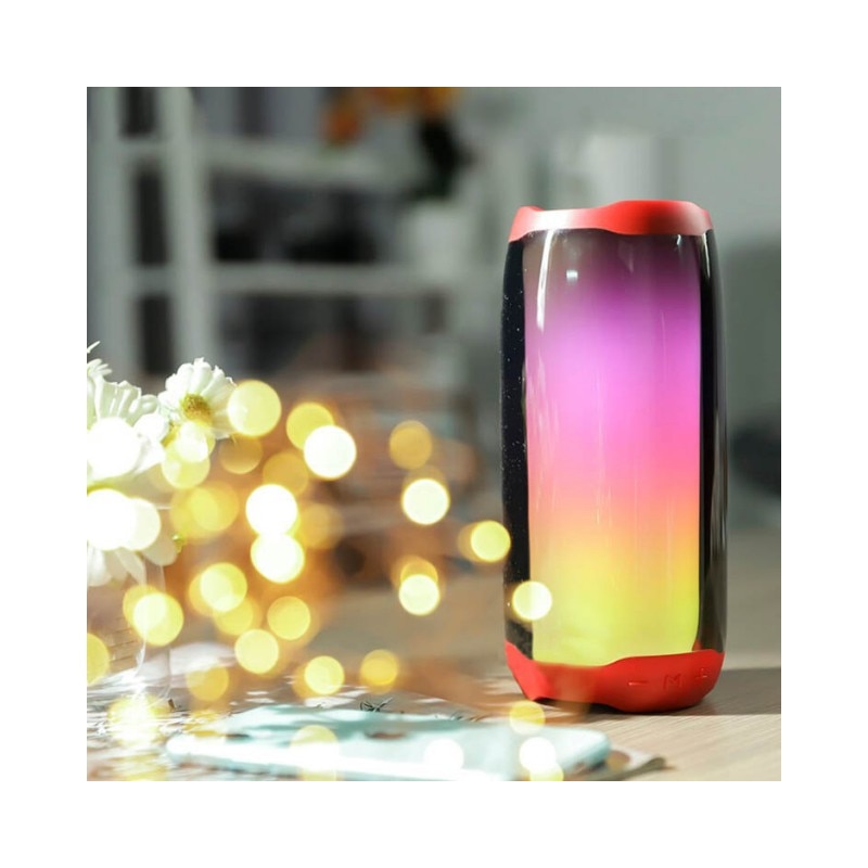 Преносима тонколона Hoco, Bluetooth 5.0, RGB осветление, Tws, Червен ...