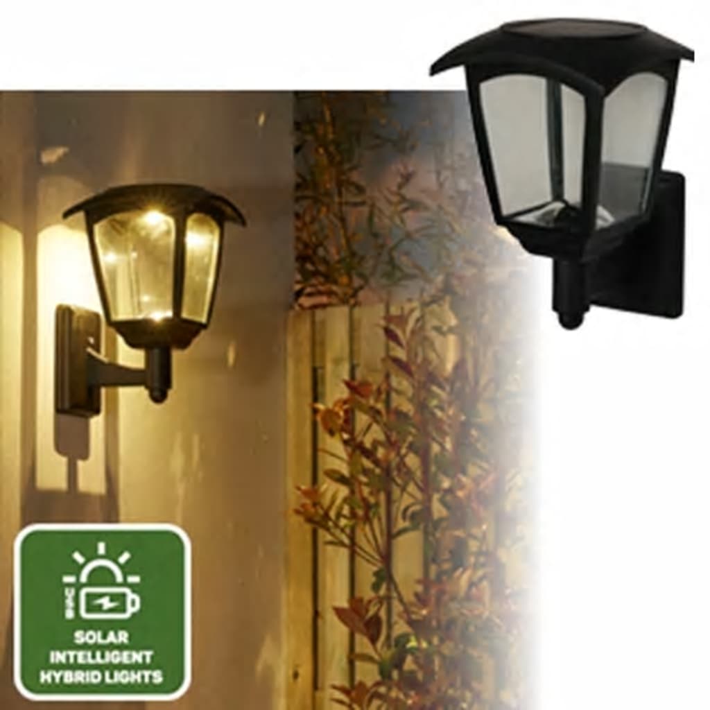 Aplica de gradina solara cu LED hibrida inteligenta Luxform, neagra, 18 ...