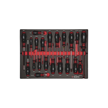 Set de surubelnite Wurth Zebra, 21 bucati, Negru/Rosu - eMAG.ro