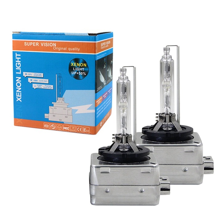 Becuri Xenon Techstar® SuperVision D1S, 6000K, 35w, +50% - eMAG.ro