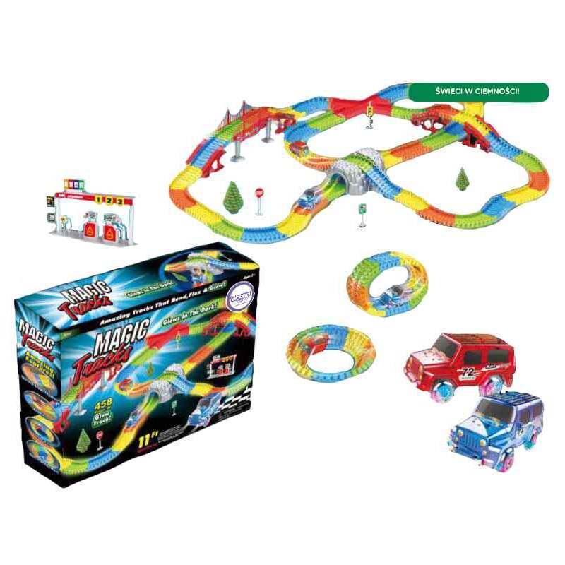 Pista de masini, Woopie, 5,5 m, 458 buc, 2 masini, Multicolor - eMAG.ro