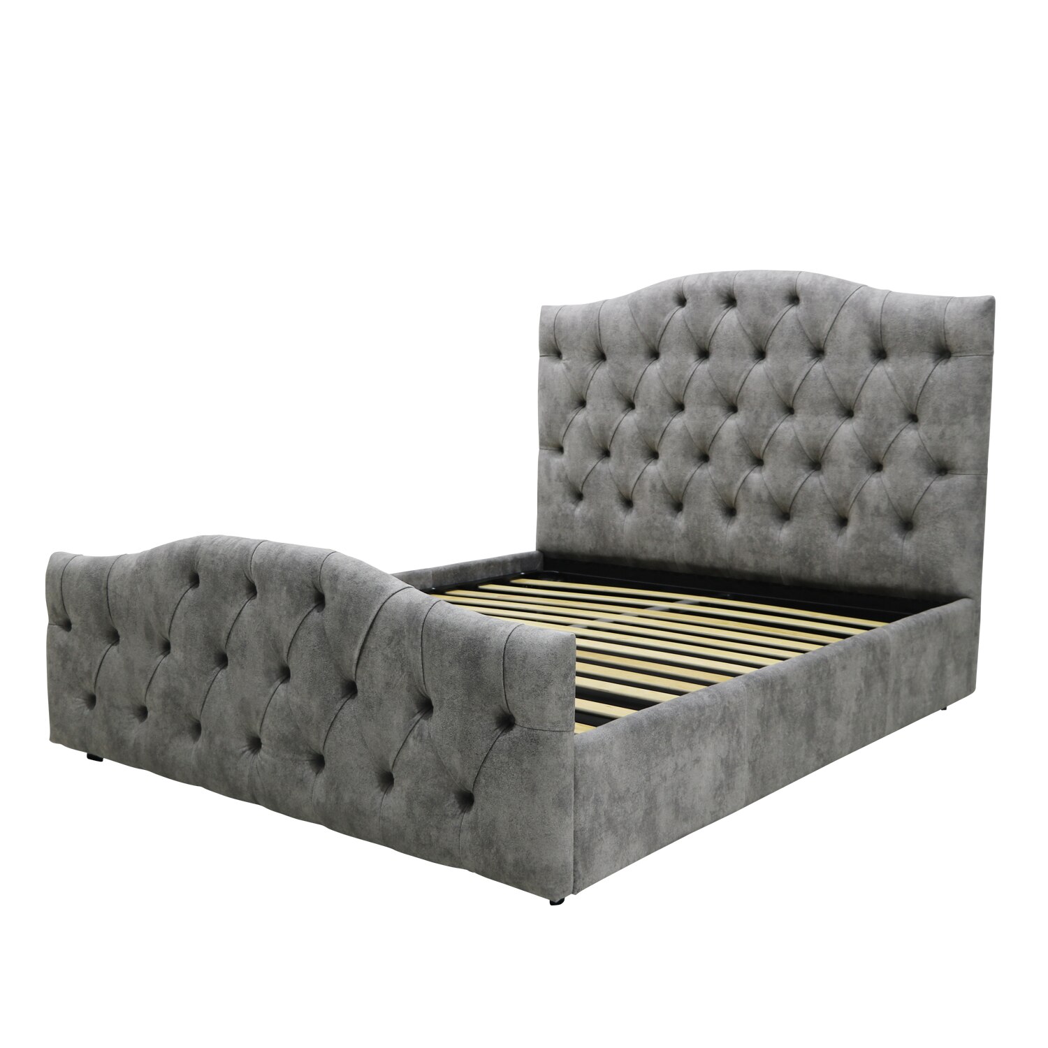 Pat tapitat Cesare, somiera fixa, 140x190 cm, Dolce Dormire, Catifea ...