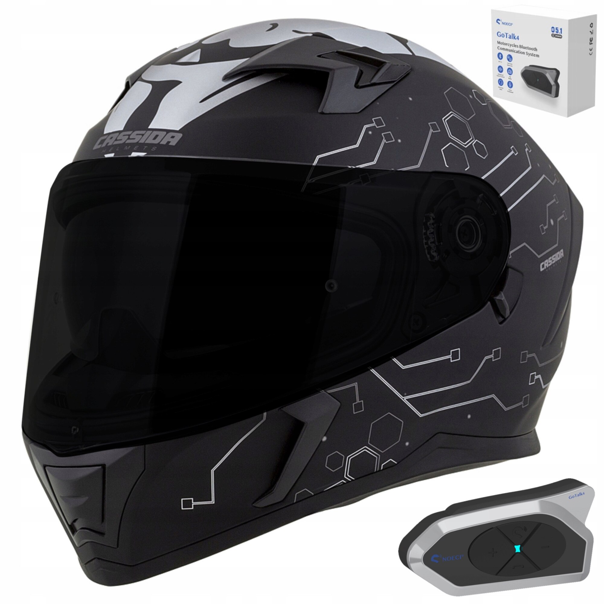 Set casca protectie moto, sistem de comunicare intercom si 2 viziere ...