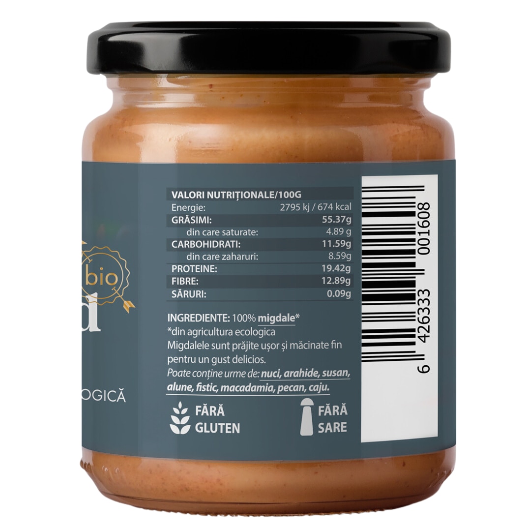 Unt de migdale fara gluten, fara sare Bio, 250g - eMAG.ro