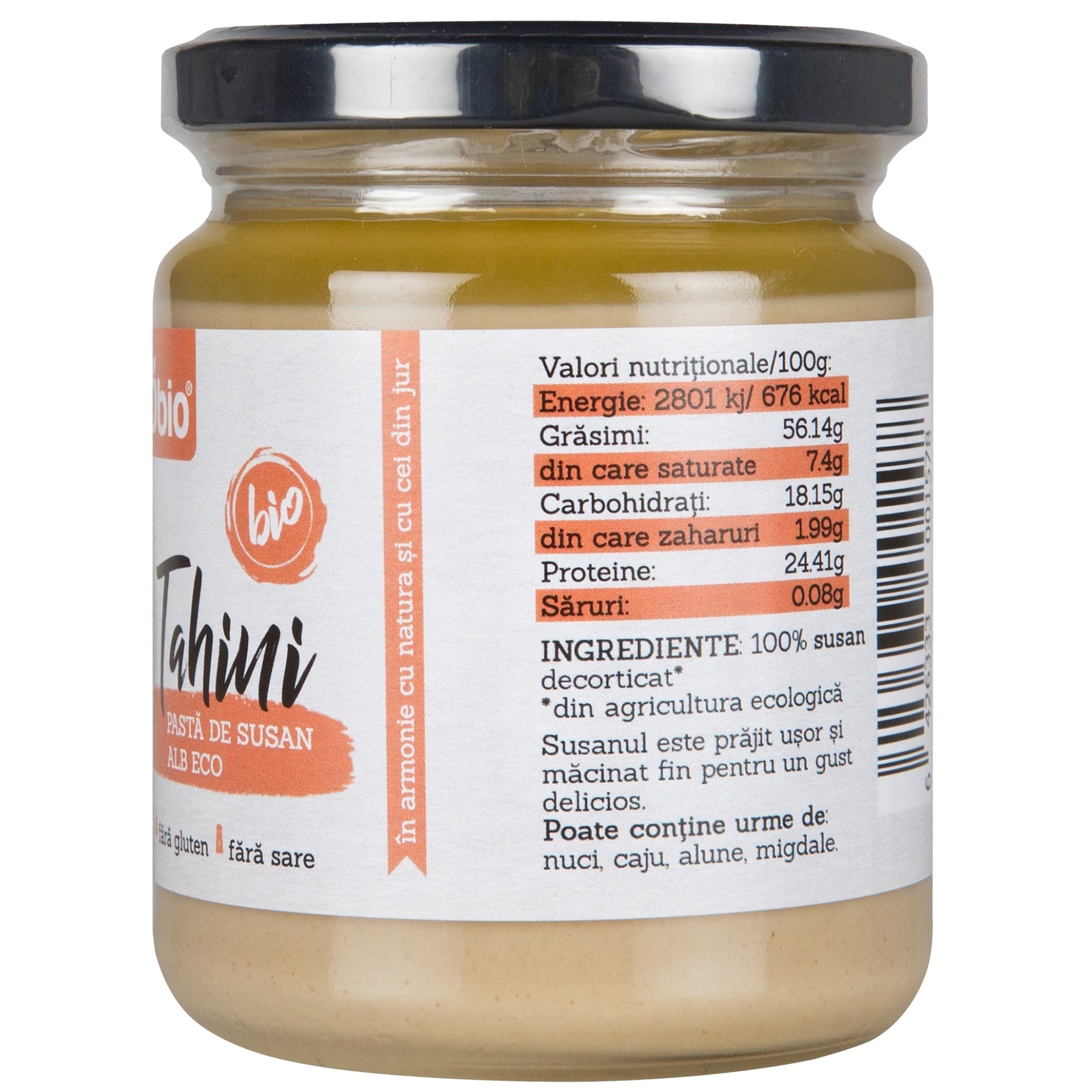 Tahini Pasta din susan alb fara gluten, fara sare Bio, 250g - eMAG.ro