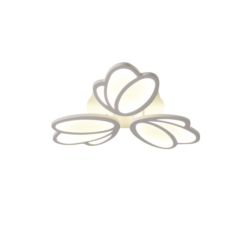 Lustra LED floare design 6544-3 alb cu telecomanda, intensitate ...