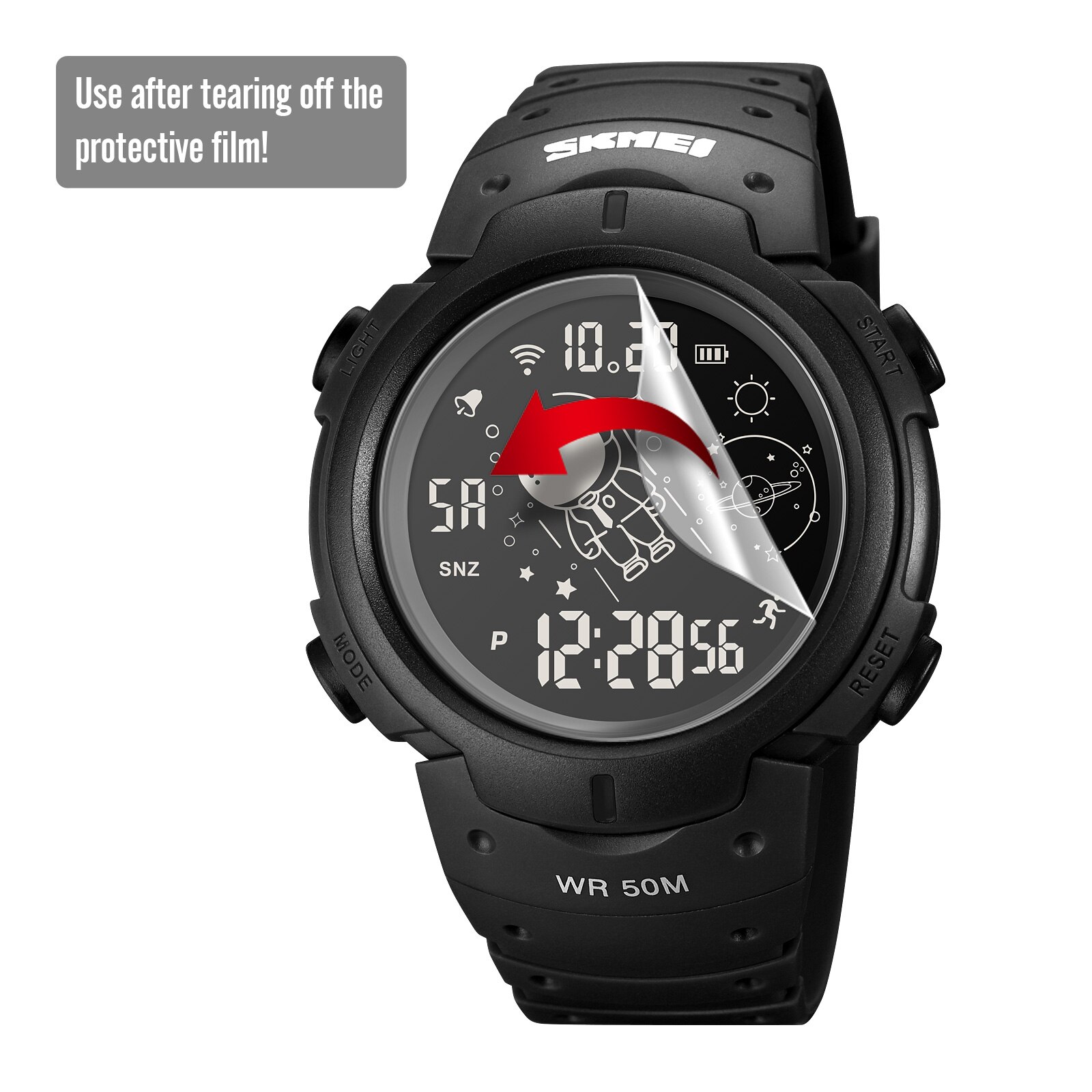 Ceas sport barbati Creative Astronaut, SKMEI, ABS/Poliuretan, 5ATM, LED ...