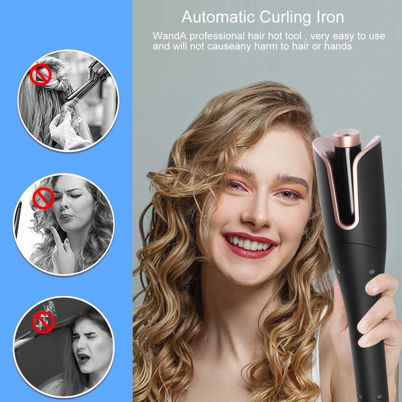 Ondulator automat, Ceramica, Temperatura reglabila, 230C, Negru - eMAG.ro