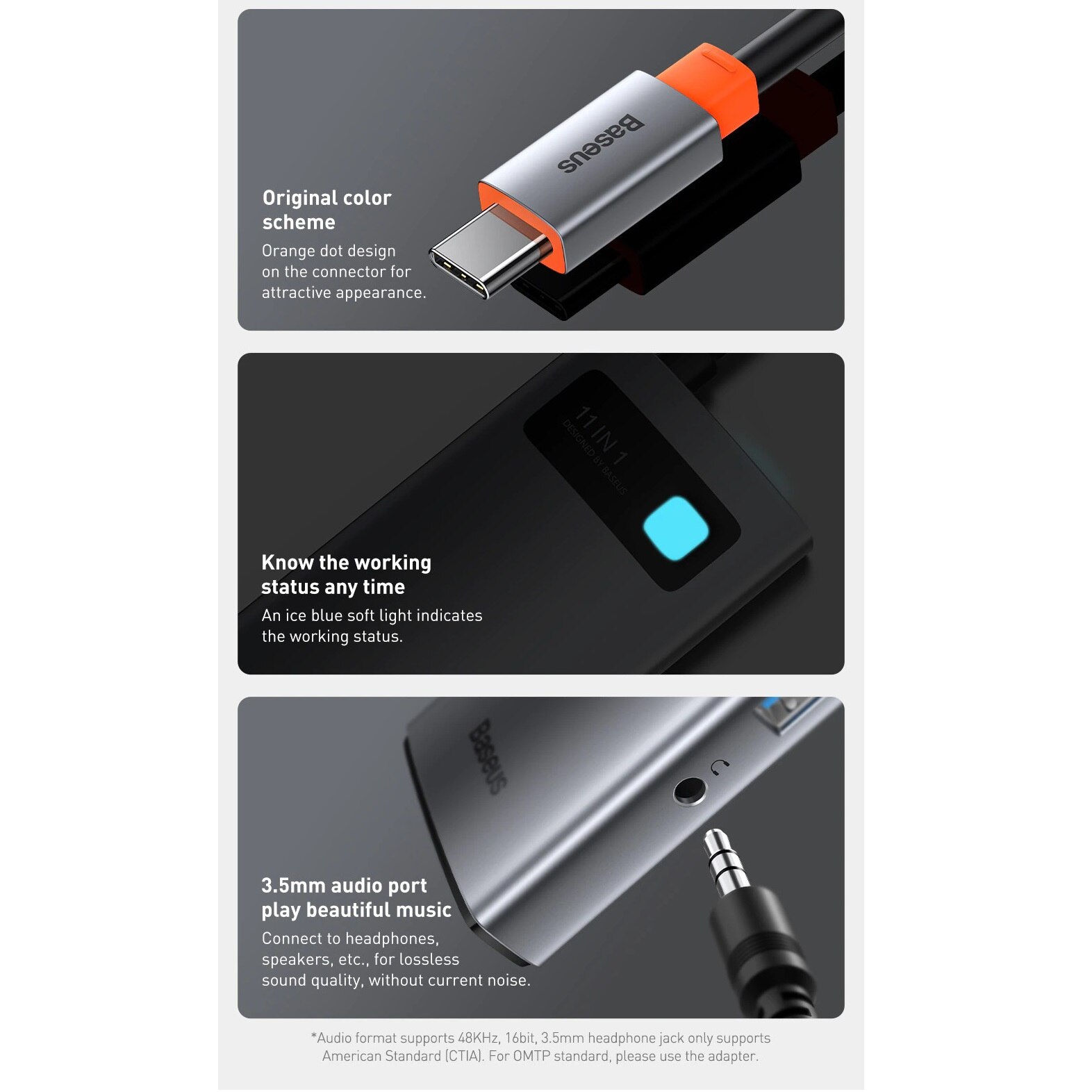 Преходник Baseus, Хъб за Macbook, USB-3.0, HDMI 4K HD, RJ-45, TF Card ...