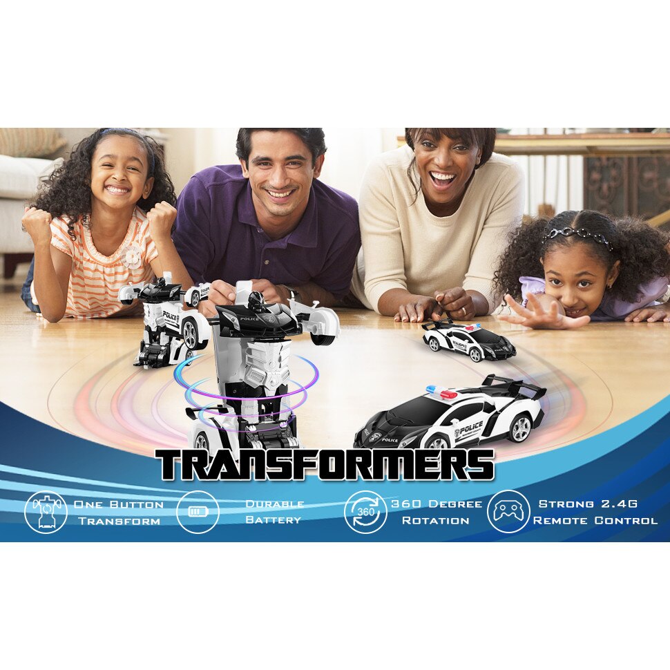 Masina robot 1:18, Control telecomanda, Roti 360, Lumina LED, Alb - eMAG.ro